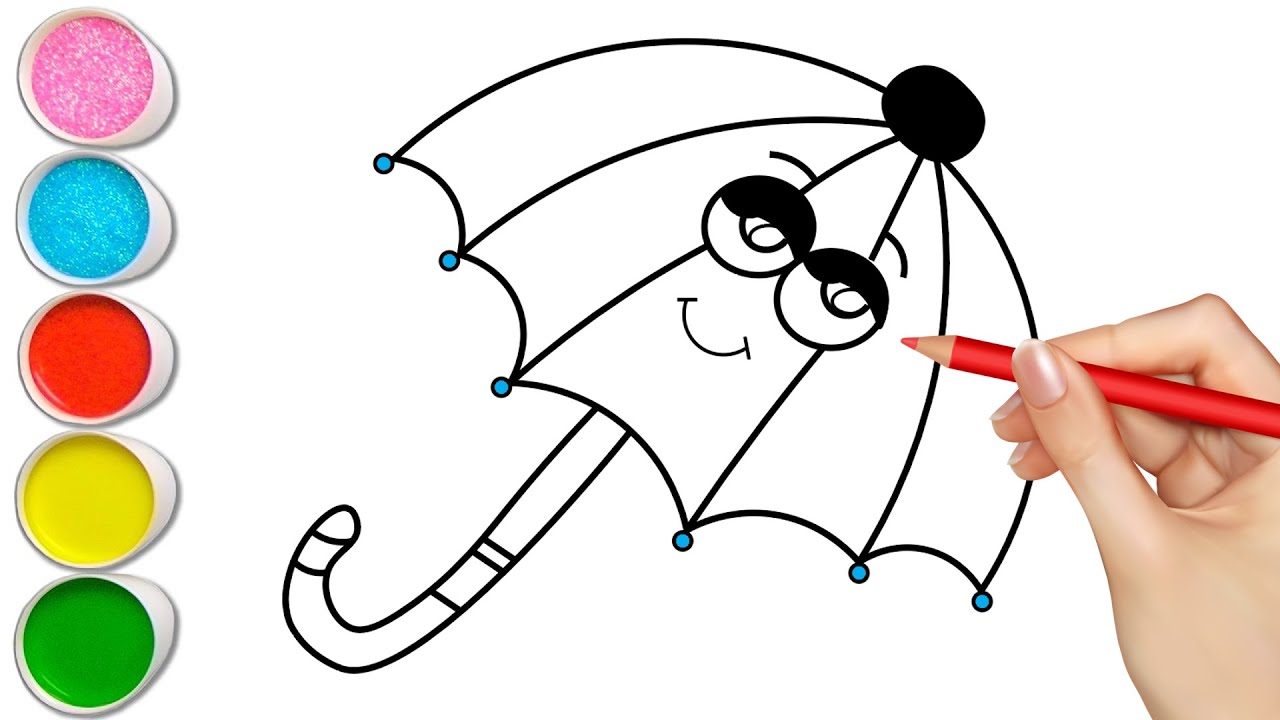 How to draw an umbrella easy | Umbrella drawing for kids & toddlers ...