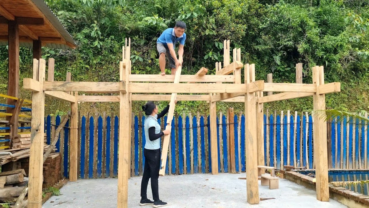 Building a Wooden House 2024 - How to erect columns, assemble and ...
