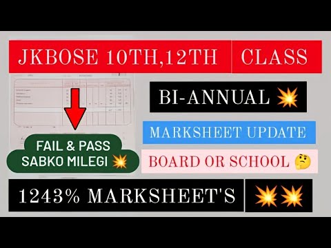 JKbose Marksheet Out: JKBOSE Class 10th,12th /jkbose admission open ...