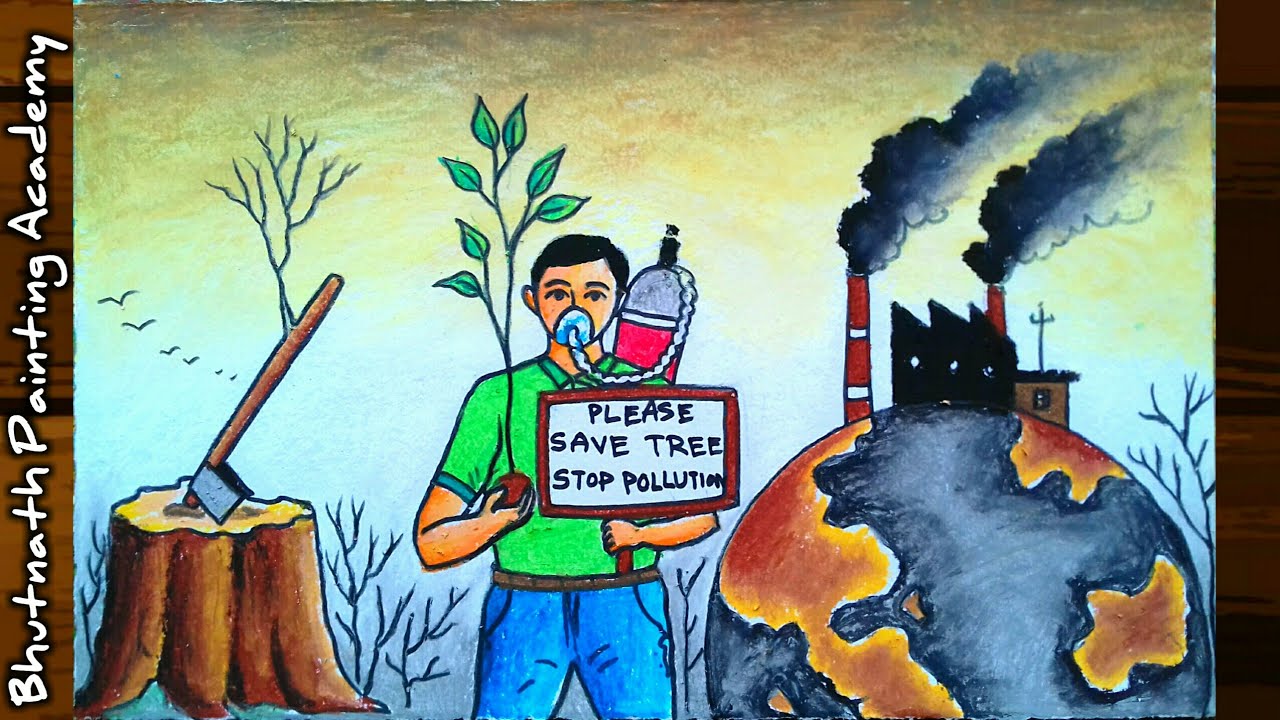 environment day drawing easy and beautiful||stop pollution poster - YouTube