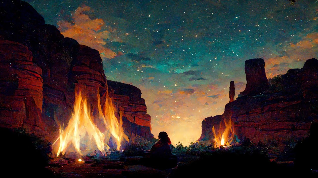 Native American Flute with Campfire Ambience for 1 Hour || Relax with ...