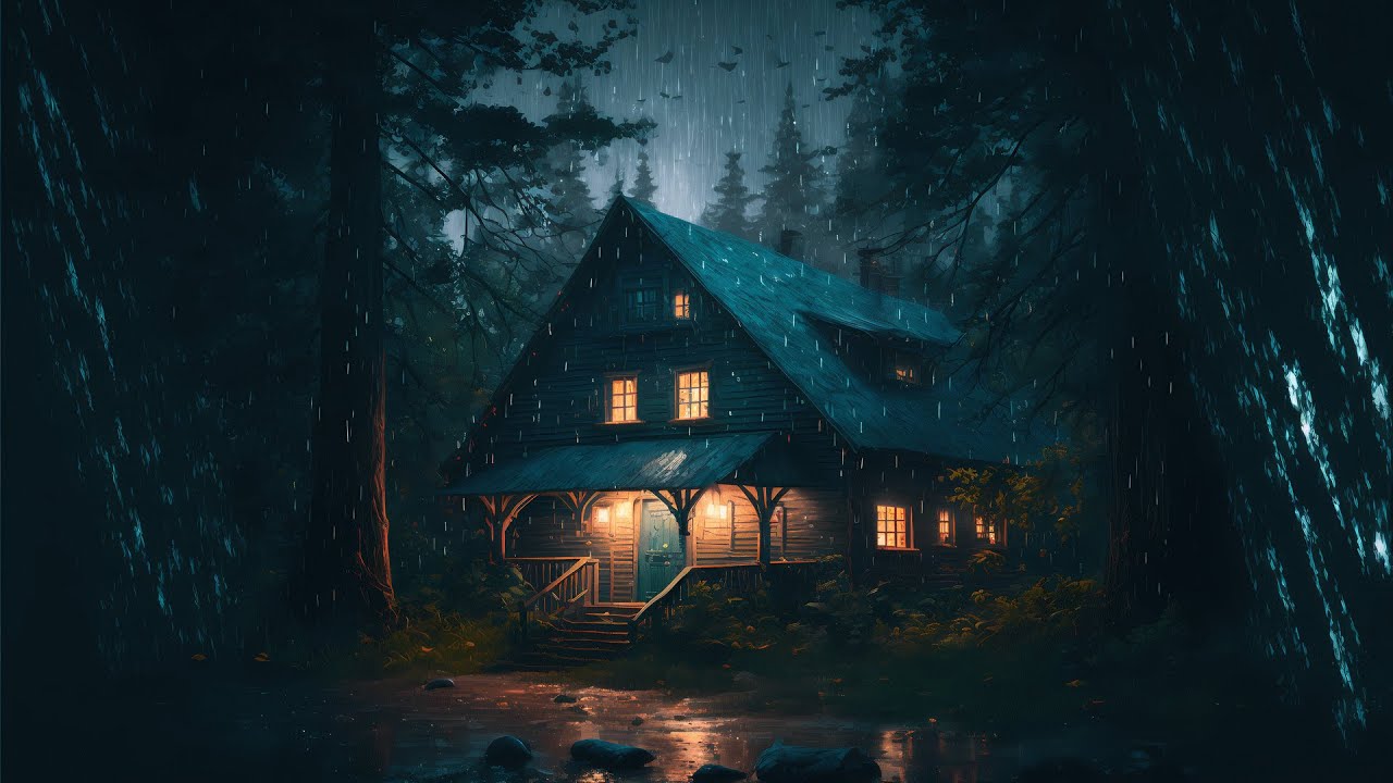 Relax to Heavy Rain in the Woods - Fall asleep: rain sound outside cozy ...