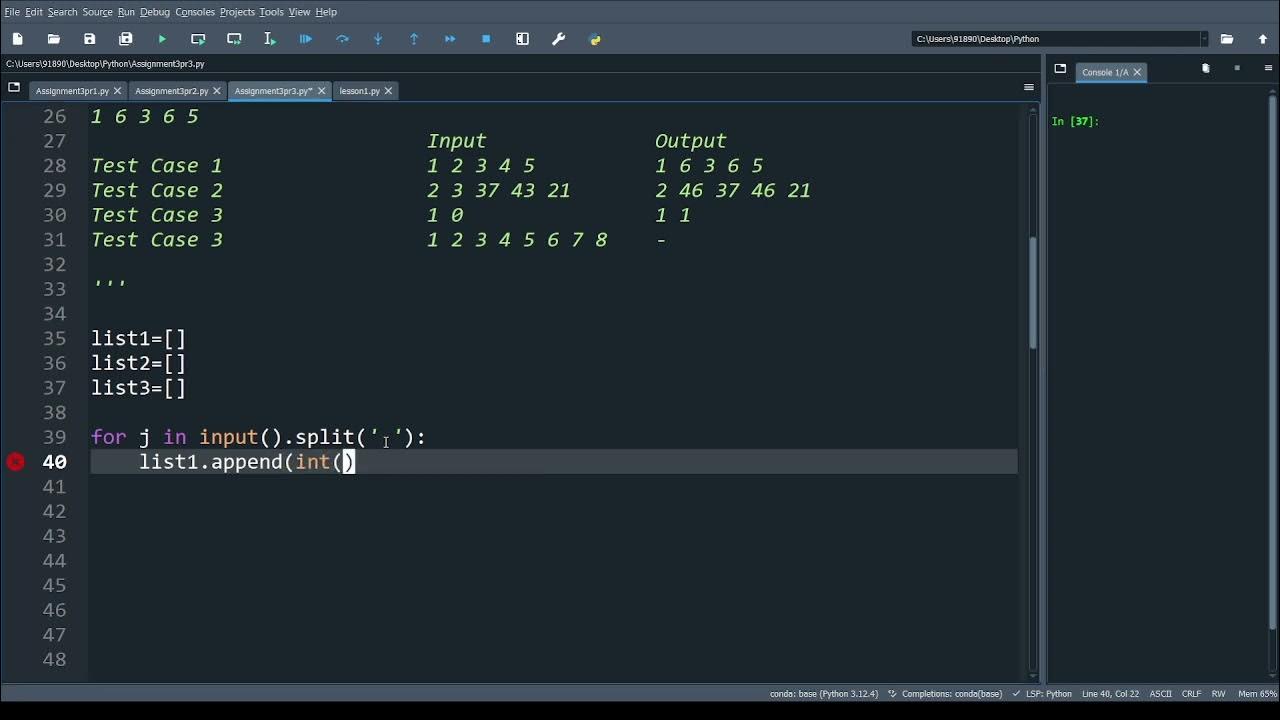 Joy of python programming |Assignment 3 |program 3-reverses the list, adds the values at odd ...