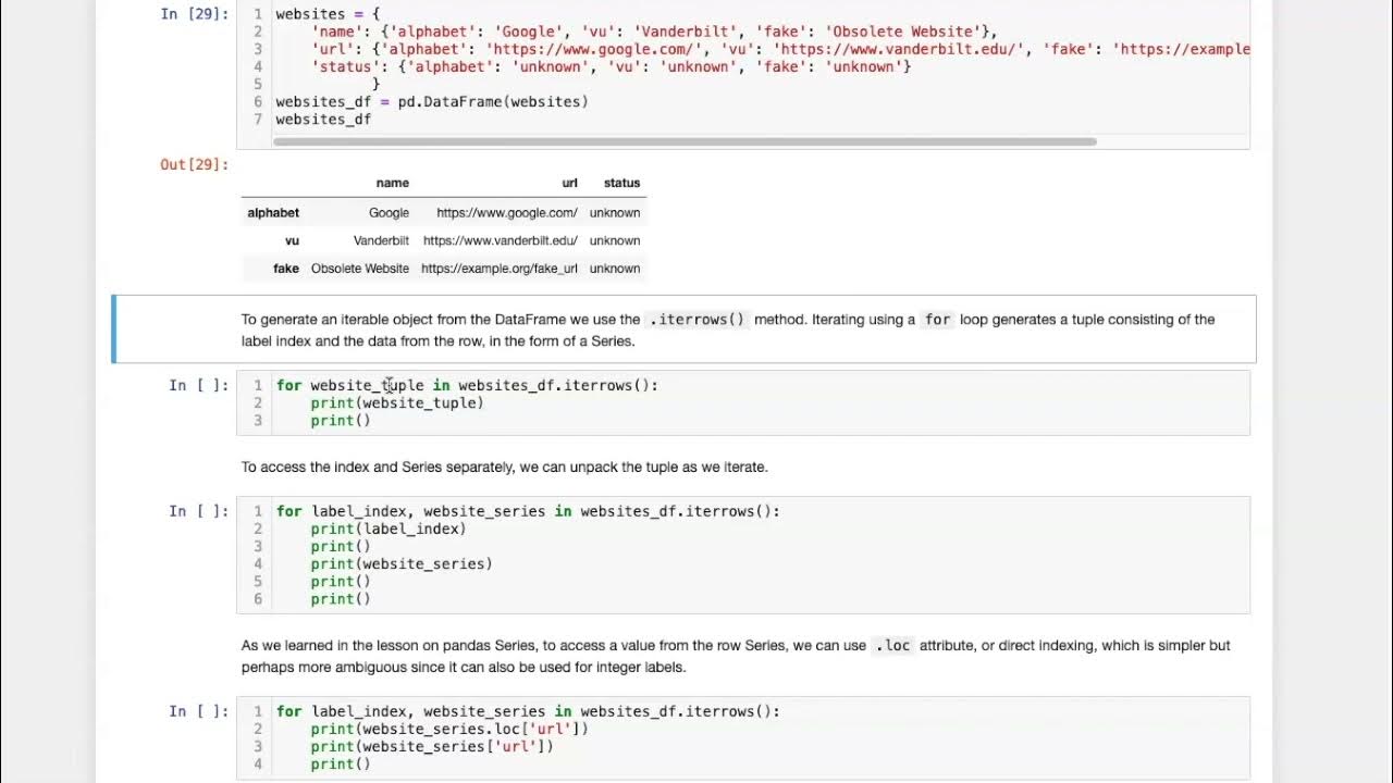 009bg Iterating Through Rows Of A Pandas Dataframe Youtube