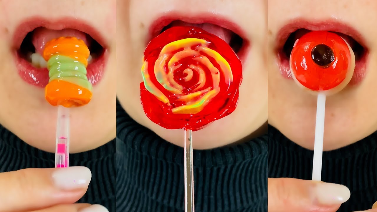 asmr VERY TASTY LOLLIPOPS, JELLY, CANDIES food eating sounds mukbang ...