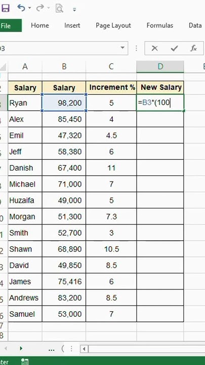 How to Add Increment to Salary | Excel Tips and Tricks #msexcel #msoffice #shorts #office365 ...