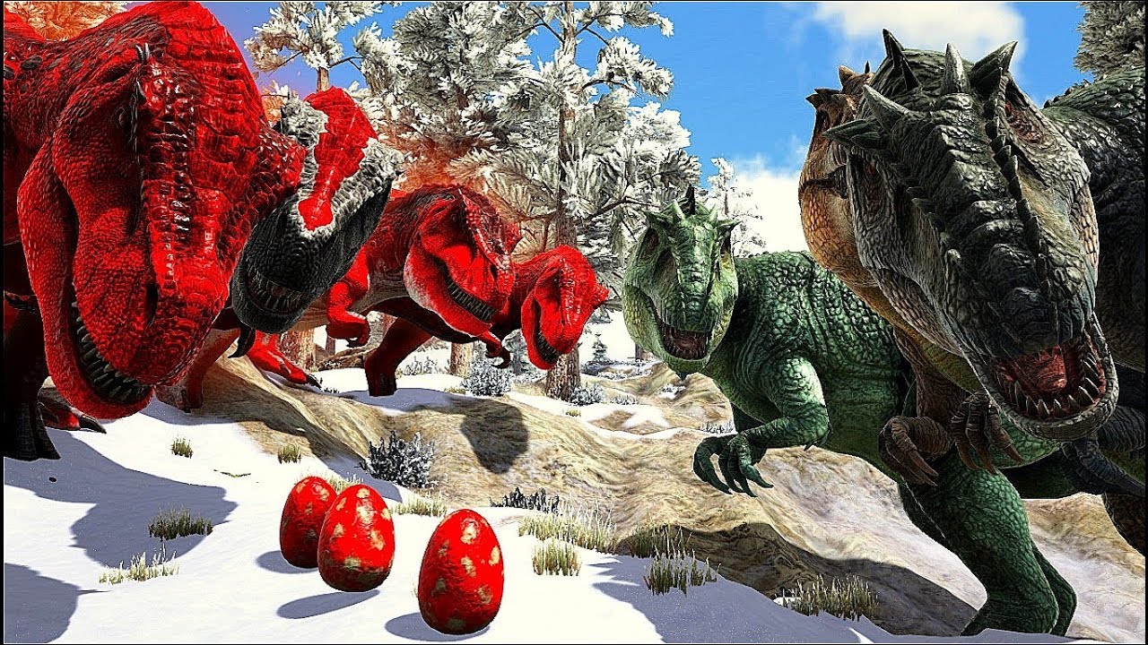 Familia Mega Rex, caçando Giganotosaurus! Ark Survival Evolved - YouTube