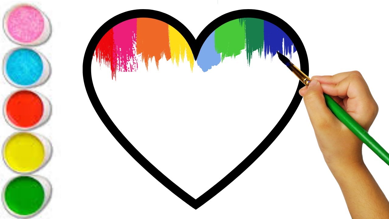 How to draw a Colorful Heart | Drawing and Coloring | Watercolor ...
