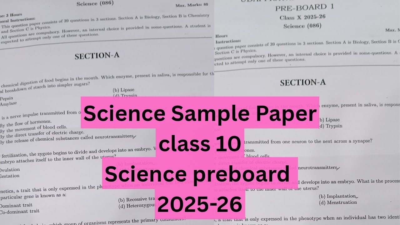 Science Sample Paper Class 10th Preboard 2025-26/ Science Preboard ...