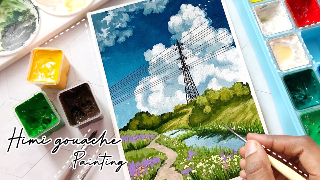 Studio Ghibli style / Himi jelly gouache / gouache painting /paint with ...
