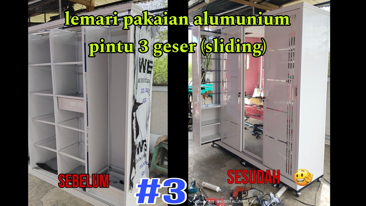 Lemari pakaian alumunium Acp pintu 3 geser/sliding dan dilengkapi ...