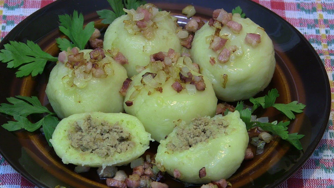 Pyzy z mięsem - przepis na ciasto i farsz - YouTube