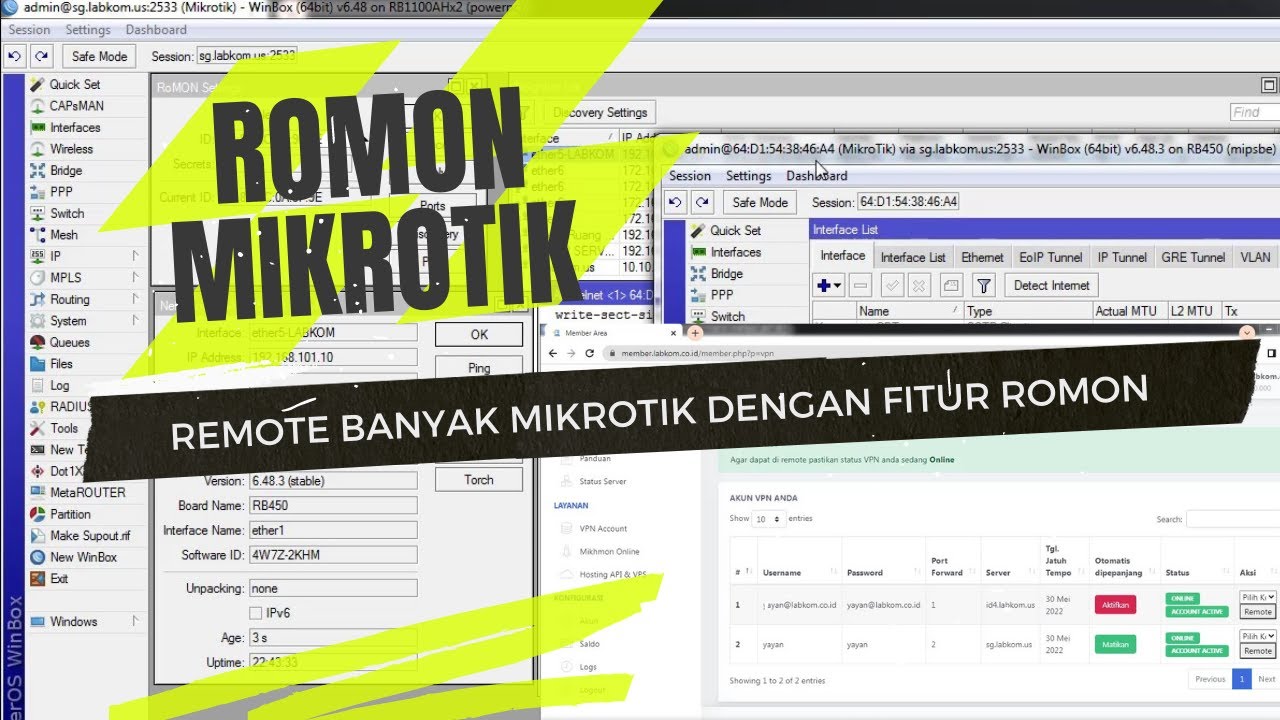 Cara Remote Mikrotik dengan VPN Melalui Fitur ROMON - YouTube