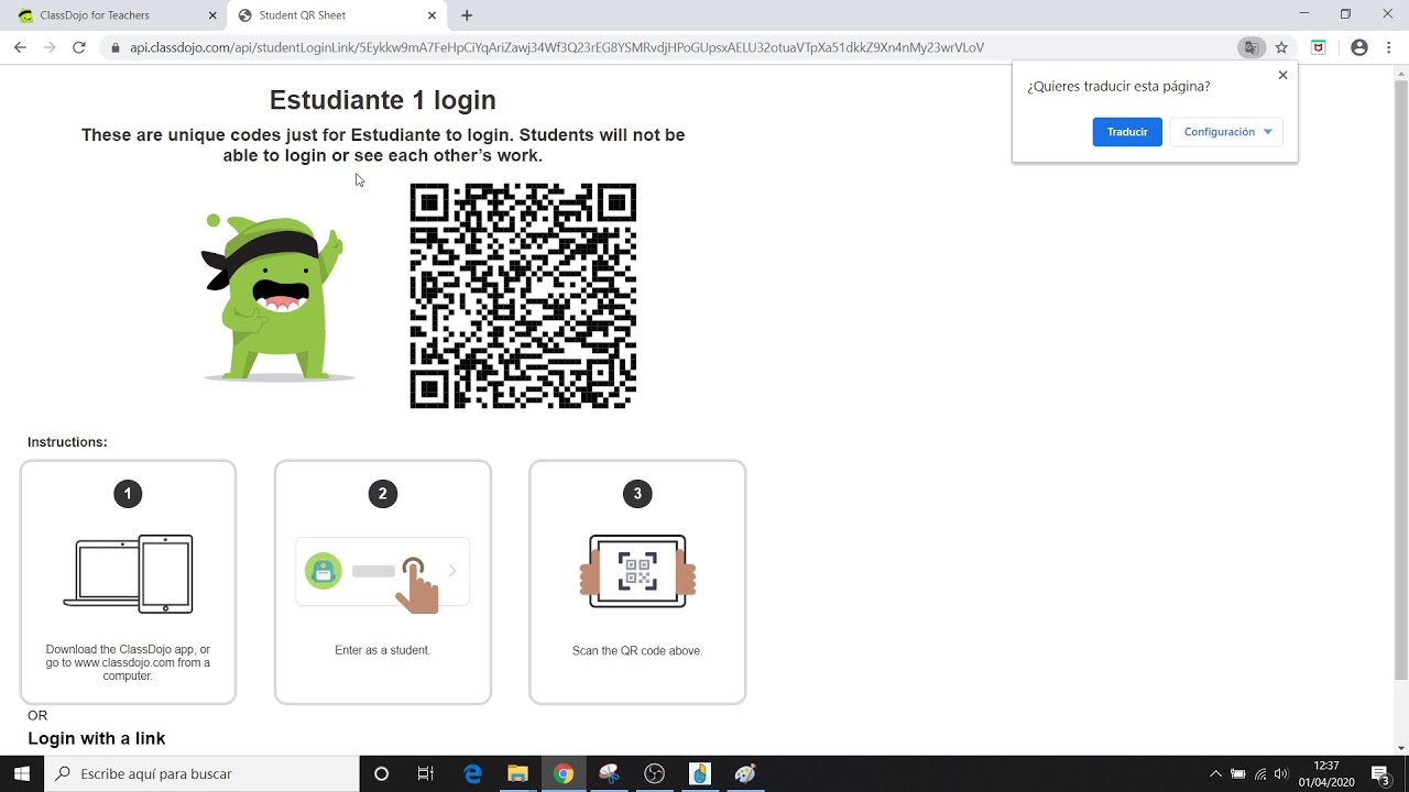 Para maestros Cómo generar códigos individuales de alumnos en ClassDojo ...