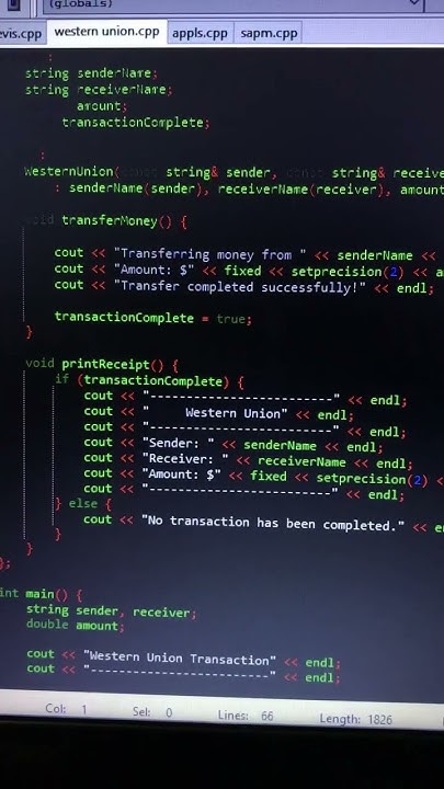 western union c++ #codelife #codemasters #coderstokyo #codinglife #codingninja #coders #code # ...