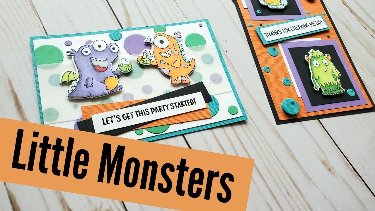 Card Making with Little Monsters Stamp & Die Set - YouTube