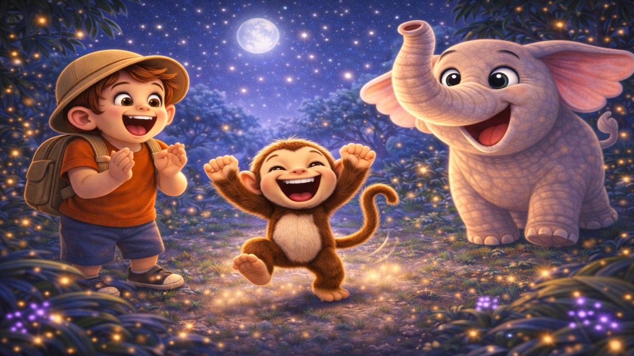 Moonlight Monkey Hop 🐵🌙 | Fun Jungle Kids Song & Animal Cartoon Rhyme ...
