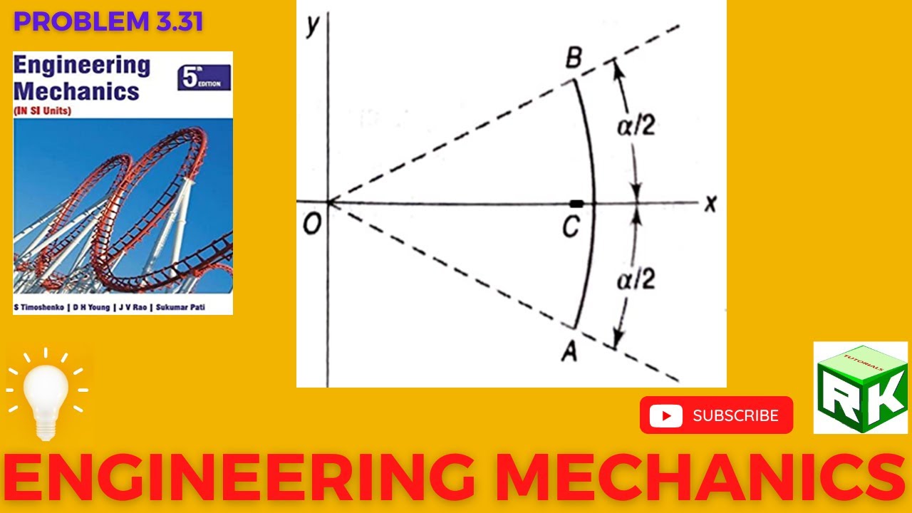 Engineering Mechanics, Problem 3.31, Timoshenko, Centroid, Center of Gravity, circular arc - YouTube