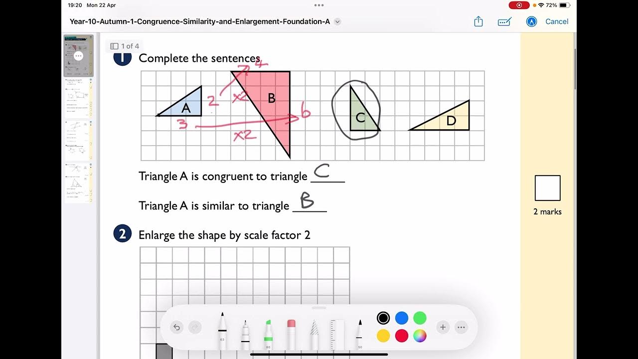 Y10 Day1 Revision(F) - Congruence, similarity and enlargement Pt1 - YouTube