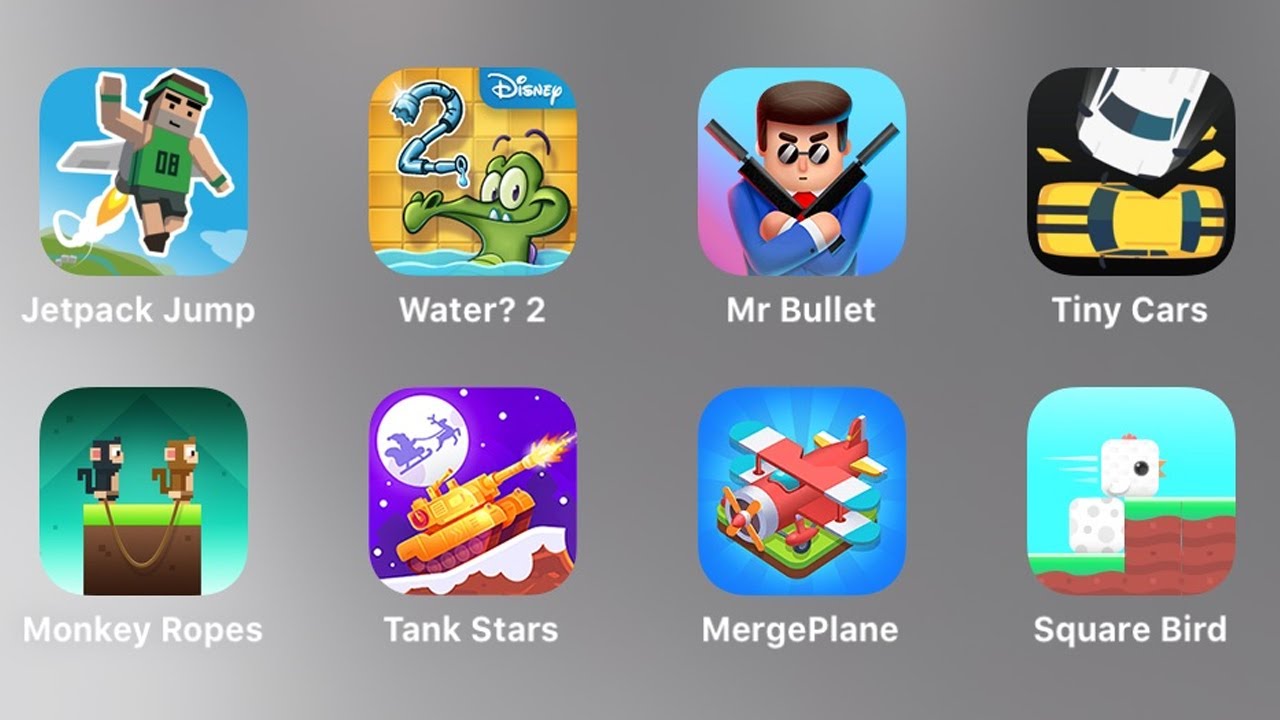 Jetpack Jump, Water 2, Mr Bullet, Tiny Cars, Monkey Ropes, Tank Stars ...
