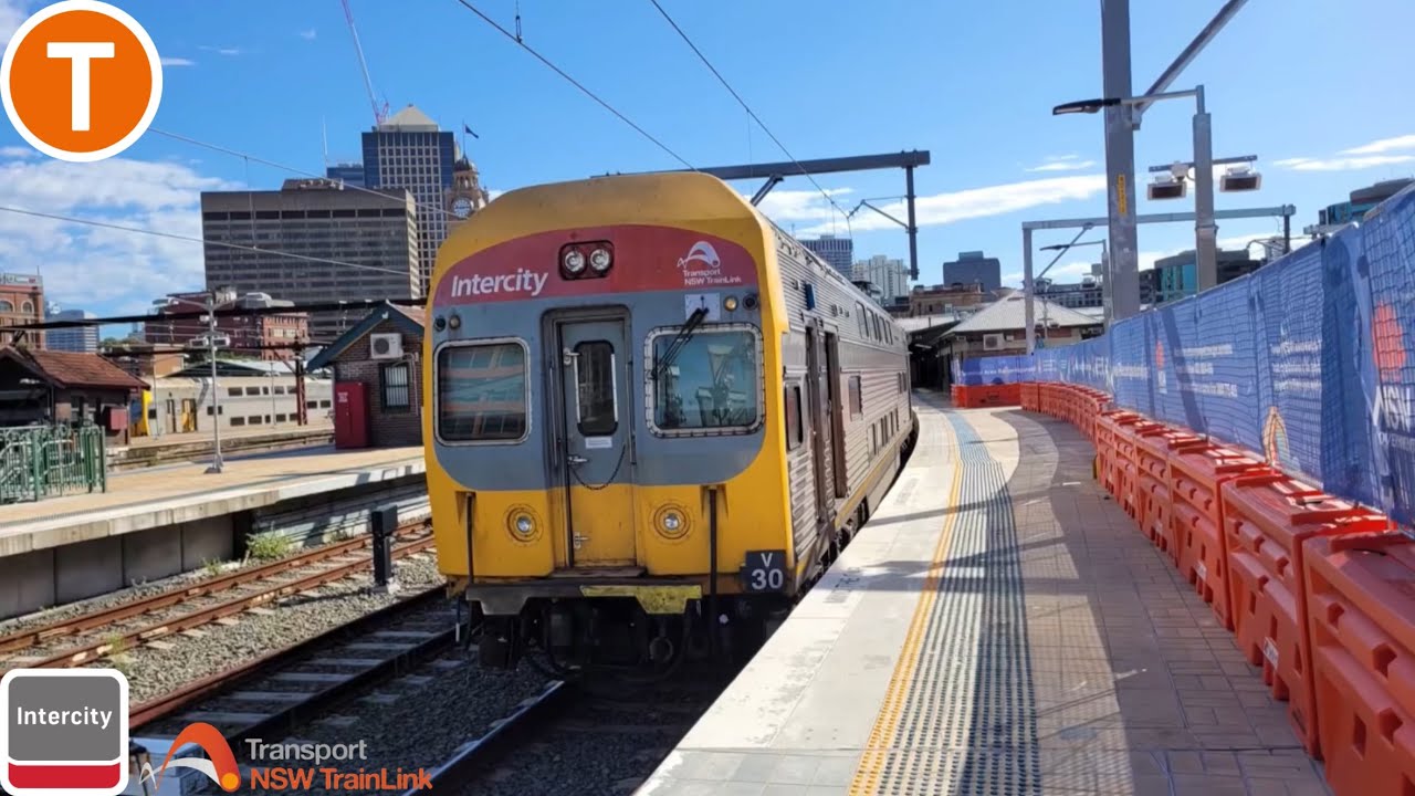 NSW Trains V45 + V30 Intercity V set train ride from Central ...