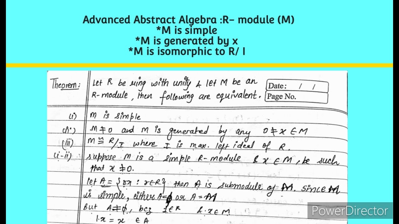 Simple Module is isomorphic to R/I Where I is maximal left ideal (part ...