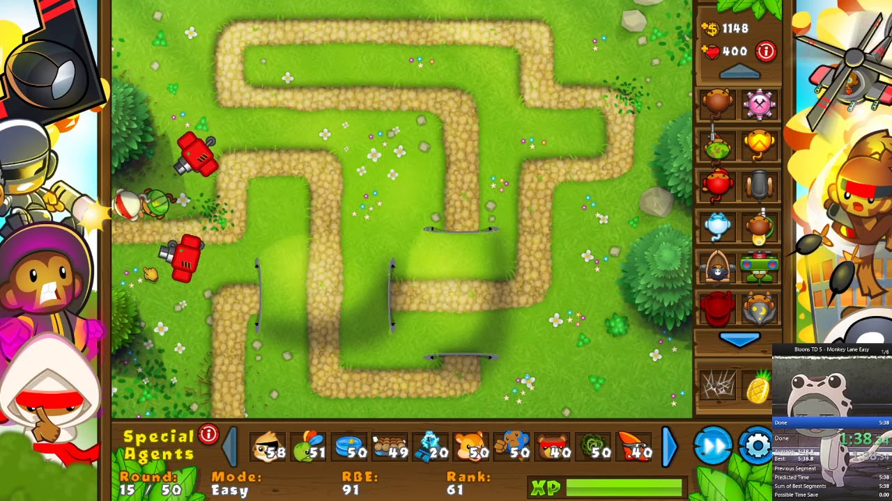 Bloons TD 5 Monkey Lane Easy in 5:36.9 - YouTube
