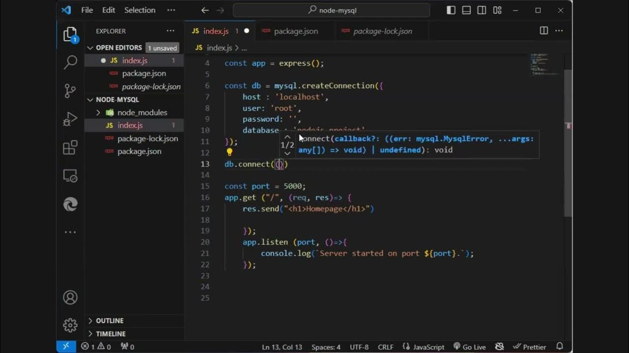 Node js, Express, & MySql project - part 2 - Connecting the database - YouTube