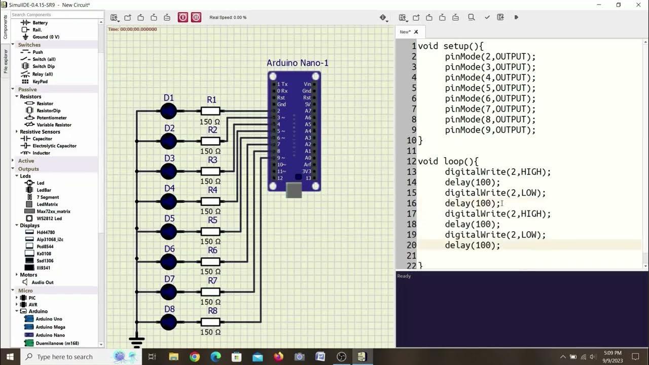 Simulide Simulasi Running Led Arduino Youtube