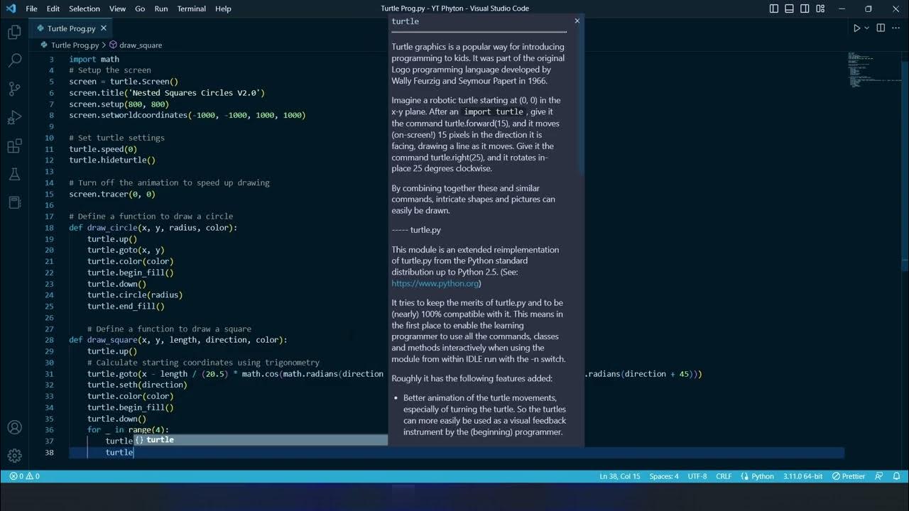 How to Draw Nested Circles of Squares with Turtle Graphics in Python - YouTube