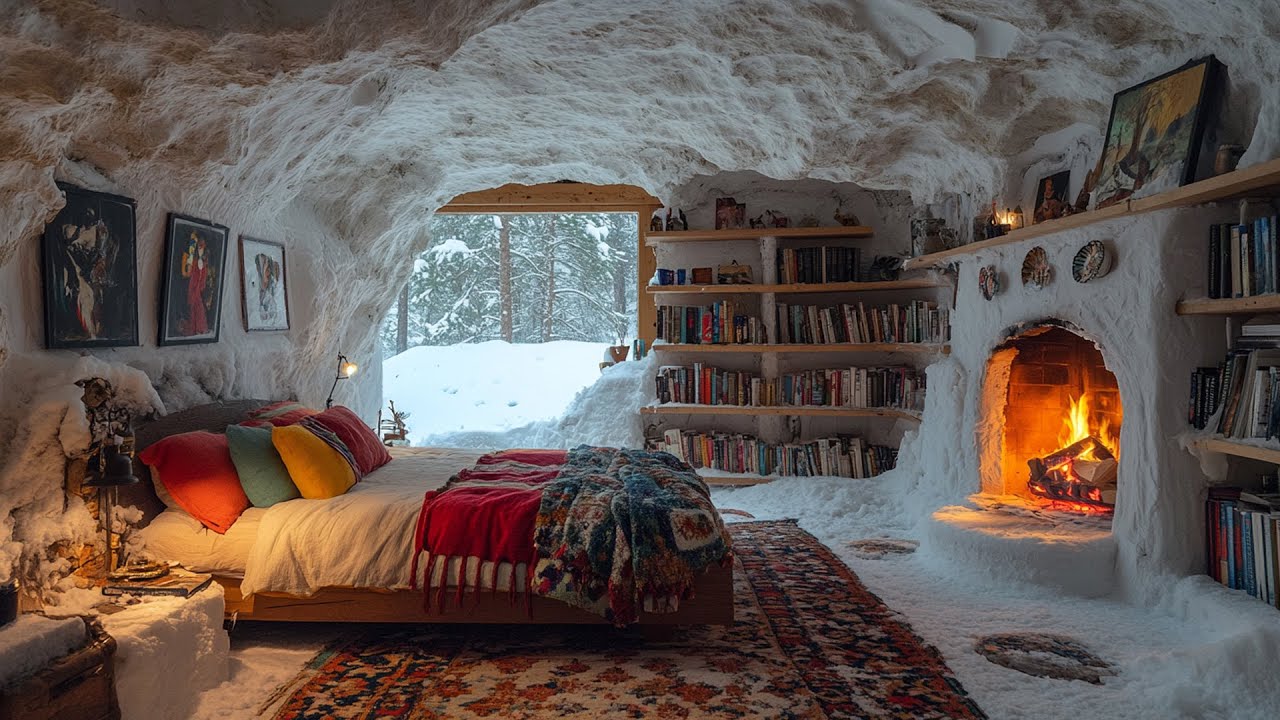 Cozy Winter Cozy Ambience | Relaxing With Bizzard For Work, Study ...