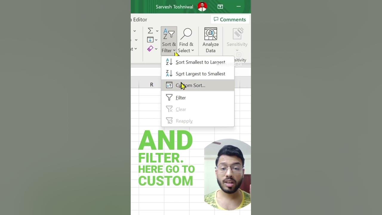 Custom sort in Excel #excel #tutorial #informative - YouTube
