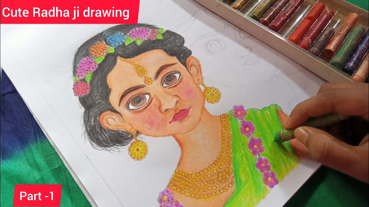 Cute Radha ji drawing / Radha drawing / Radha Krishna drawing 😍 Part-1 ...