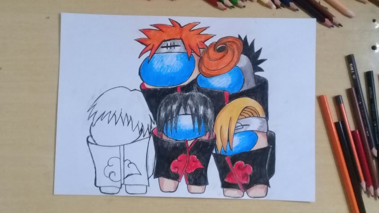 DESENHNDO TODOS os MEMBROS da #AKATSUKI em ESTILO AMONG US part 2 - YouTube