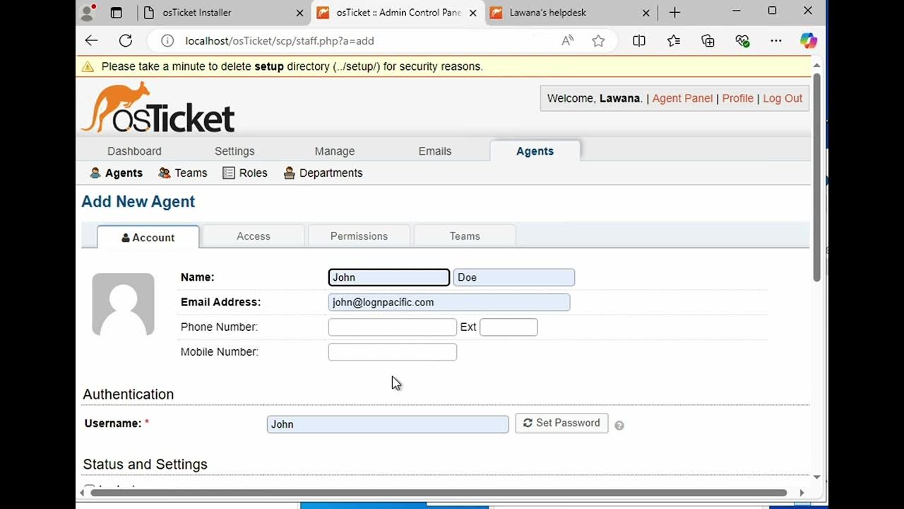 osTicket adding Agents and Permissions - YouTube