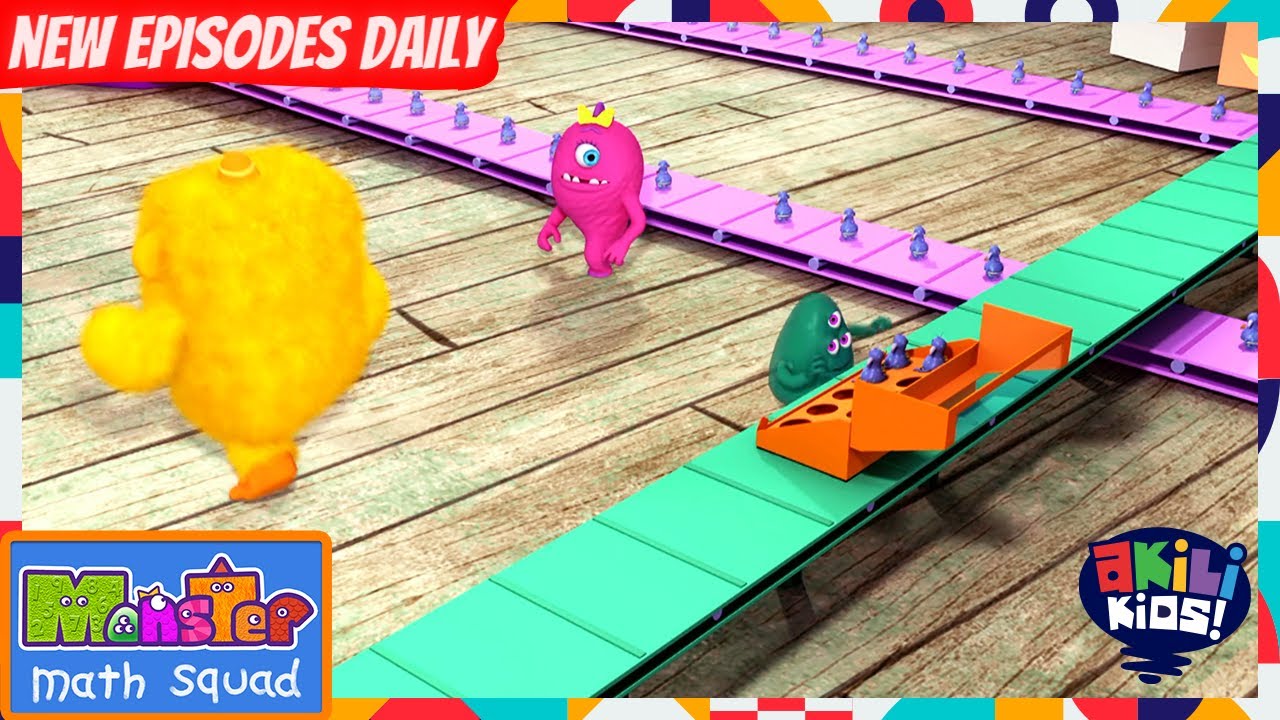 Monster Math Squad | Monster Factory Fiasco | Akili Kids! - YouTube