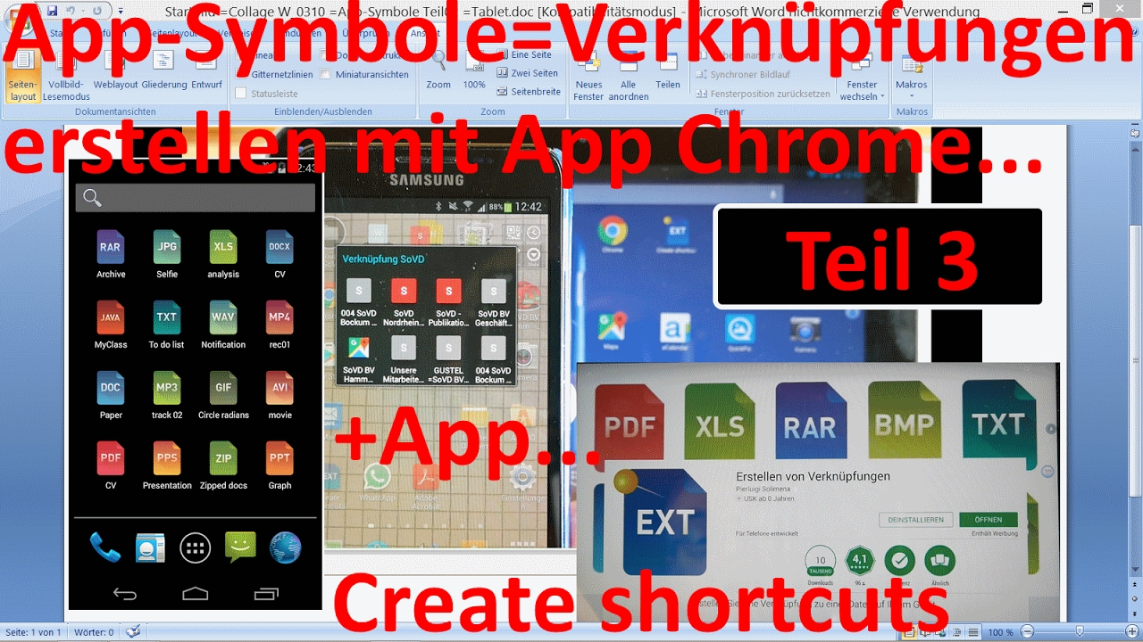 W_0311 =App-Symbole Teil 3 =Smartphone =PDF-Datei =erstellen =TEILEN ...