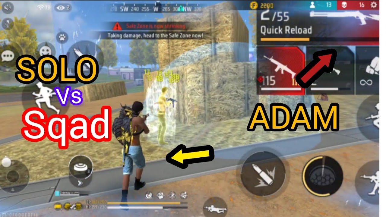 ADAM solo vs squad gameplay on free fire India😰 | 17 kill gameplay ...