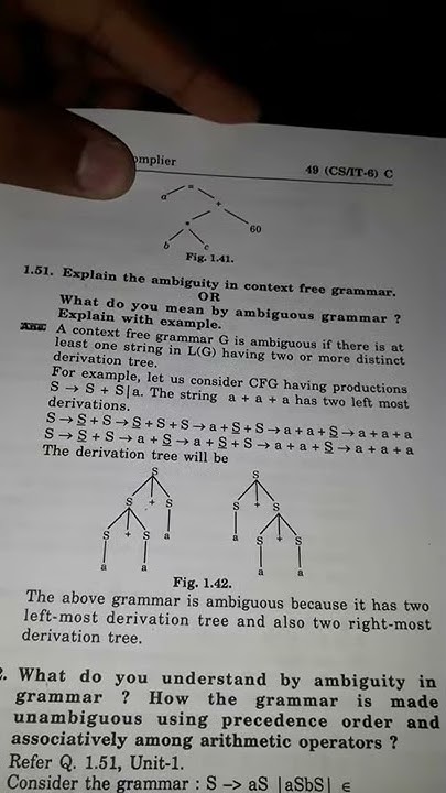 Ambiguous grammar check and prove the ambiguous grammar in compiler design 6th sem CSE 5 marks ...