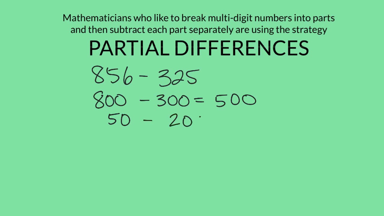 Subtraction Strategies Partial Differences YouTube Subtraction Strategies Partial Differences YouTube