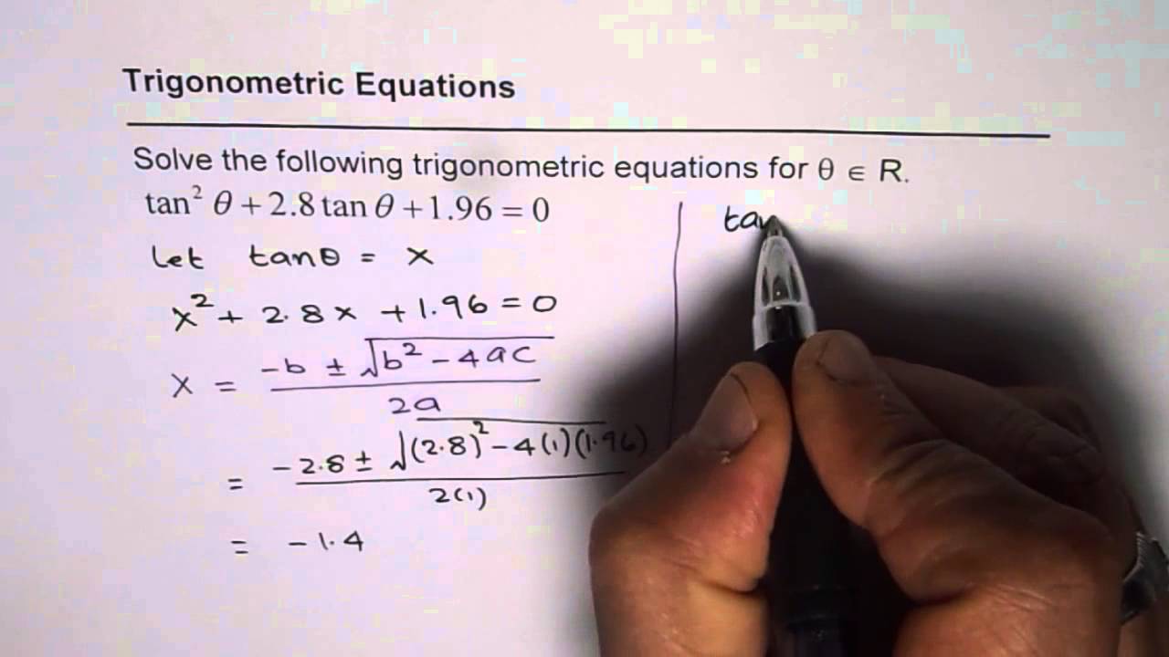 Solve Trigonometric Equation In Tan With Quadratic Formula YouTube