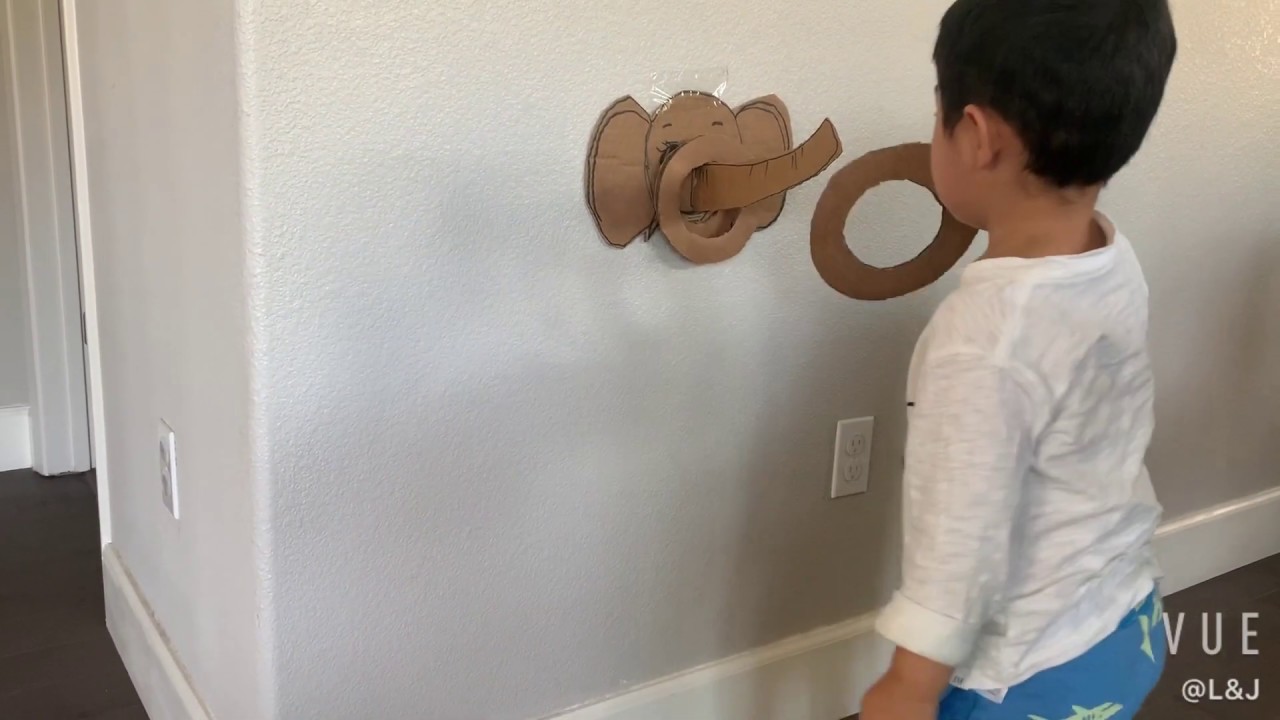DIY Elephant Ring Toss Game Using Cardboard 纸箱做网红大象鼻子套圈 - YouTube