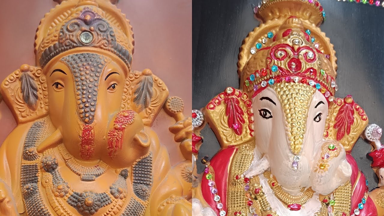 DIY Ganesha Idol painting | Purani murti ko nya kese bnaye | Ganesha ...