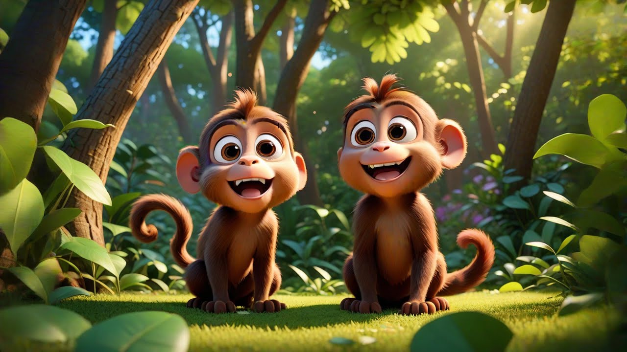 Five Ticklish Monkeys Giggle and Fall | Fun Animal and Song for Kids ...