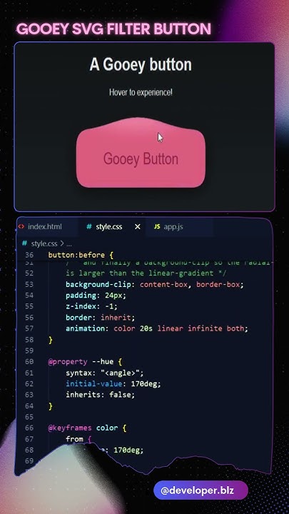 Gooey SVG Filter Button #html #css #js #coding - YouTube
