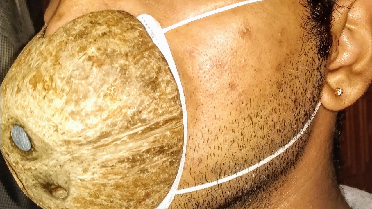 Face mask with coconut shell - YouTube