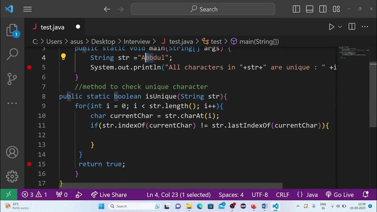 9 Find Unique Characters In A String Using IndexOf Method 9-find-unique-characters-in-a-string-using-indexof-method