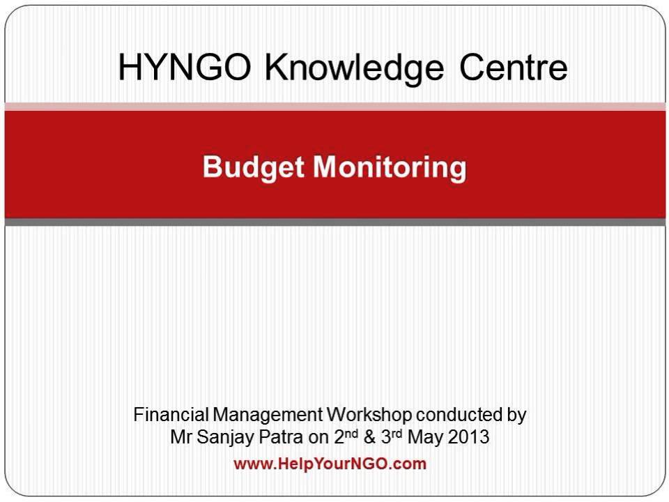 Budget Monitoring YouTube Budget Monitoring YouTube