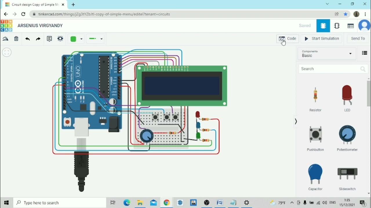 LCD + Tombol membuat PILIHAN MENU dengan Tinkercad#6 - YouTube