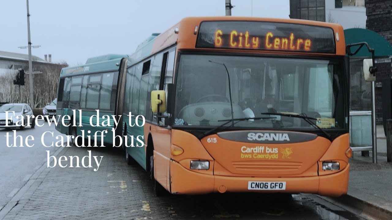 Farewell day to the Cardiff bus bendy - Scania CN94UA OmniCity 29/01 ...